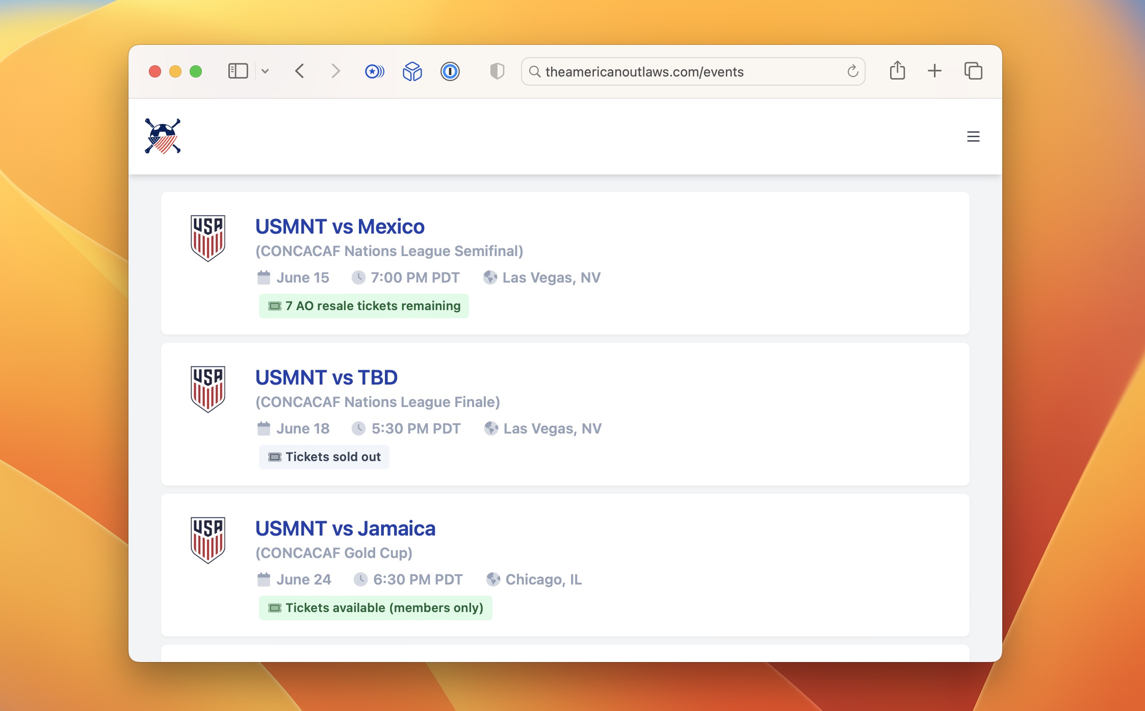 American Outlaws - The AO Ticket Exchange